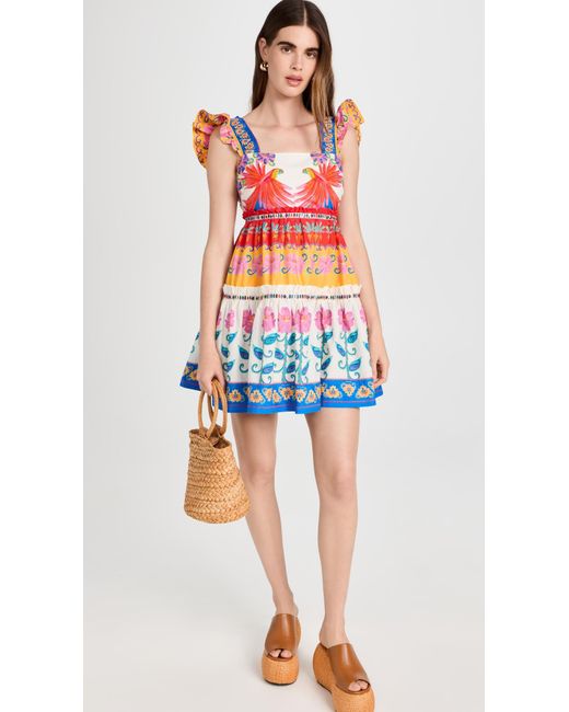 FARM Rio Vivid Garden Off White Mini Dress in Red | Lyst