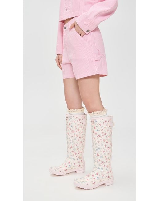 HUNTER X Loveshackfancy Original Tall Back Adjustable Boots in White | Lyst