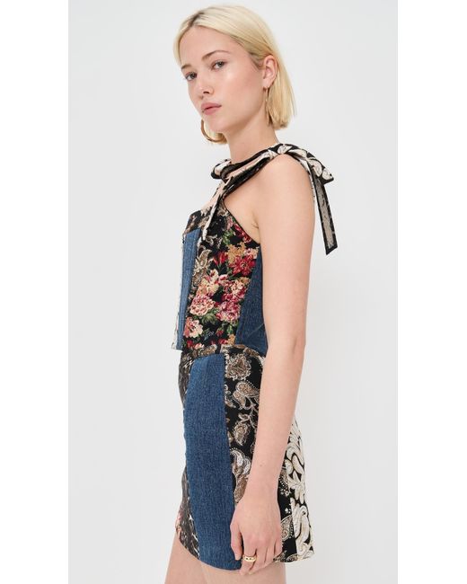 Alice + Olivia Clara Bow Strap Paneled Bustier in Black | Lyst