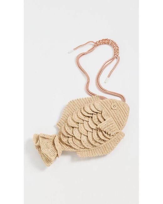 ALÉMAIS Horizon Raffia Fish Crossbody Bag in White | Lyst