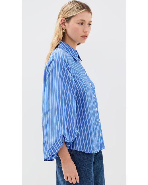 Tanya Taylor Arina Tripe Top Cerulean Blue/crea Ulti | Lyst