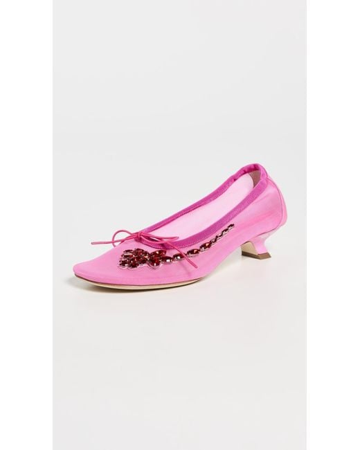 Simone Rocha Mesh Ballerina Heel Pumps in Pink | Lyst