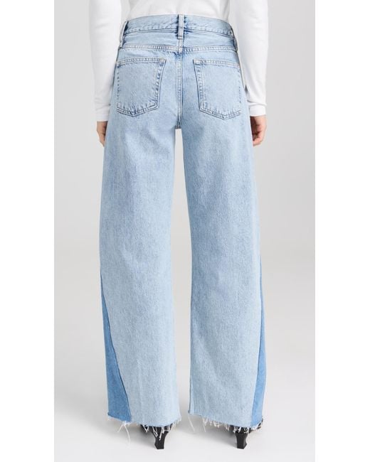 FRAME Le baggy Palazzo Outseam Insert Jeans in Blue | Lyst