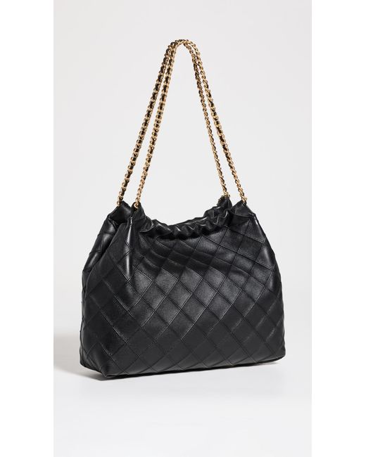 Tory Burch Fleming Soft Drawstring Hobo Bag in Black | Lyst Tory Burch Fleming Soft Drawstring Hobo Bag in Black | Lyst