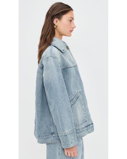 B Sides Stadium Jacket With Crochet Collar in Blue | Lyst