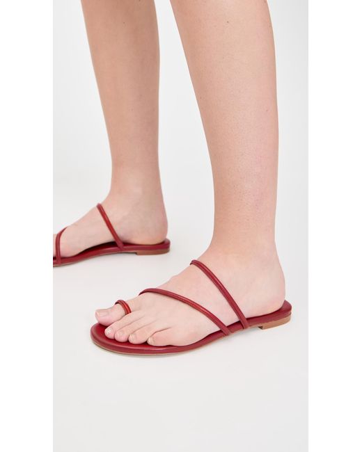 Reformation Ludo Toe Ring Strappy Flat Sandals in Red | Lyst