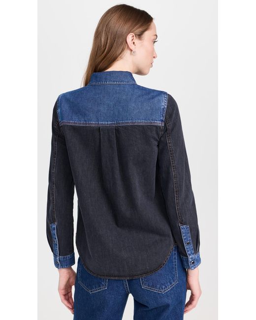 Veronica Beard Noah Colorblock Shirt in Blue | Lyst