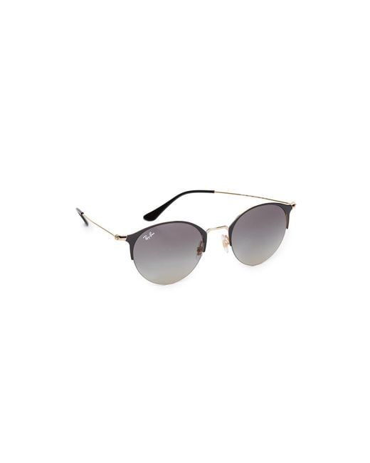 Ray-Ban Phantos Round Semi Rimless Sunglasses in Gray | Lyst