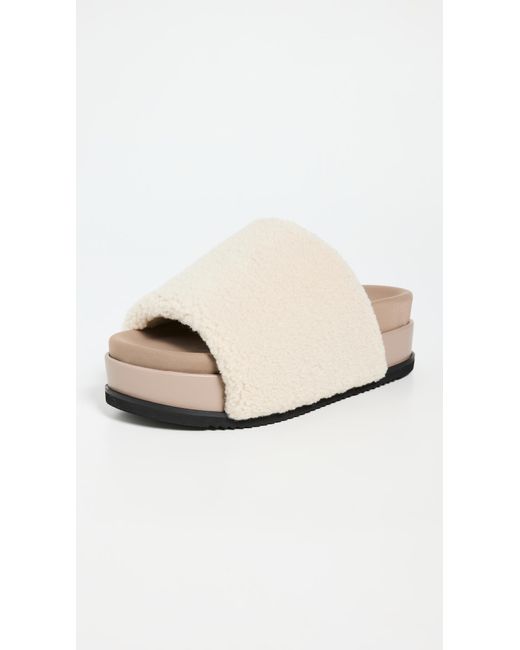 Roam Fuzzy Platform Slides in White | Lyst