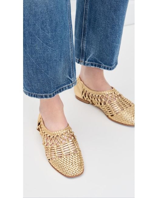 Jonathan Simkhai Eden Metallic Open Weave Ballet Flats in White | Lyst