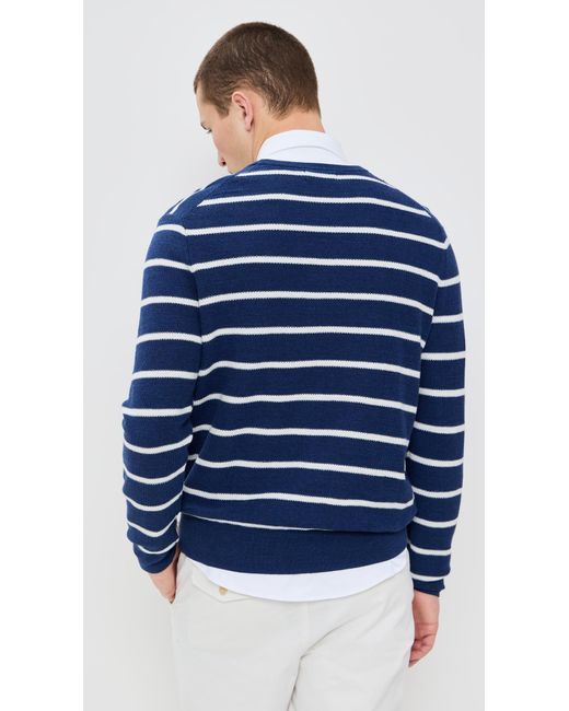 Polo Ralph Lauren Poo Raph Auren Triped Cotton Crew Neck Weater Navy Cobo X in Blue for Men | Lyst