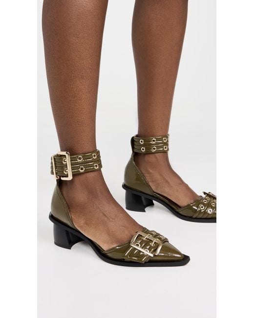 Ganni Buckle Open Cut Pumps in Black | Lyst