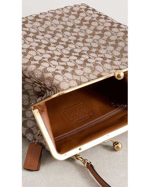 COACH Crystal Signature Jacquard Large Kisslock Bag | Lyst