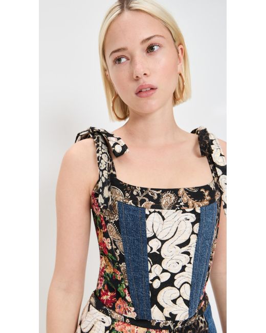 Alice + Olivia Clara Bow Strap Paneled Bustier in Black | Lyst