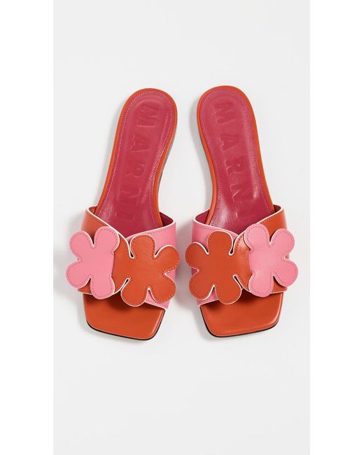 Marni Daisy Sandals in Red | Lyst