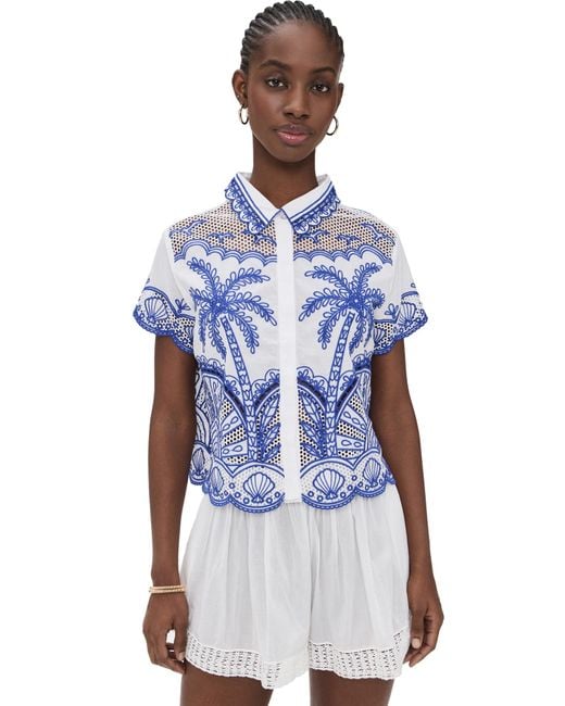 FARM Rio Palm Trees Richelieu Shirt in Blue | Lyst