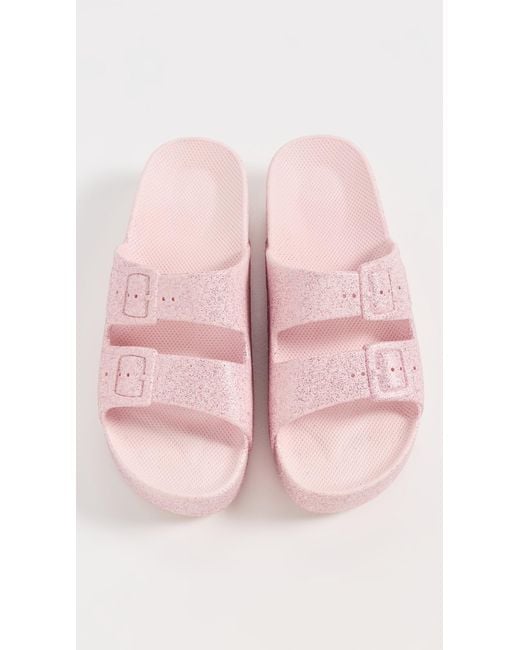 FREEDOM MOSES Metallic High Platform Slides in Pink | Lyst