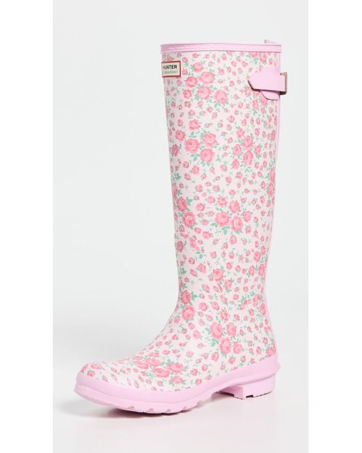 HUNTER X Loveshackfancy Original Tall Back Adjustable Boots in Pink | Lyst