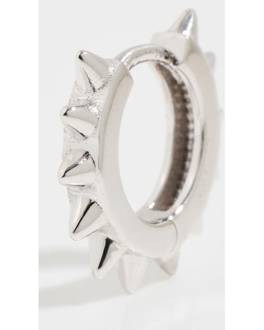 Zoe Chicco Single Spiked Hinged Huggie Hoop in White | Lyst