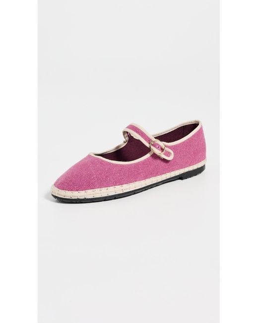 Flabelus Ariadna Linen Mary Jane Flats in Pink | Lyst