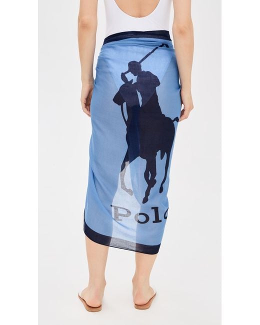 Polo Ralph Lauren Logo Icons Pony Long Pareo in Blue | Lyst