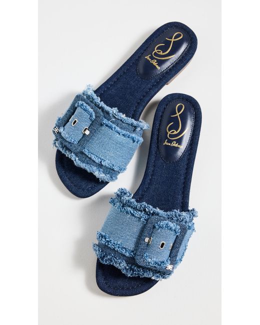 Sam Edelman Bambi Fray Sandals in Blue | Lyst