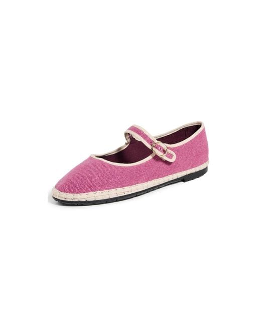 Flabelus Ariadna Linen Mary Jane Flats in Pink | Lyst