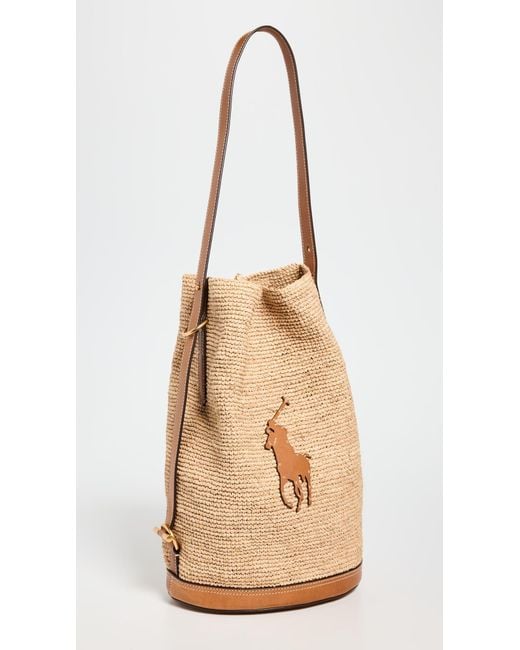Polo Ralph Lauren Bucket Bag Medium in Natural | Lyst