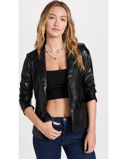 Alice Olivia Alice Olivia Mya Vegan Leather Notched Collar Blazer