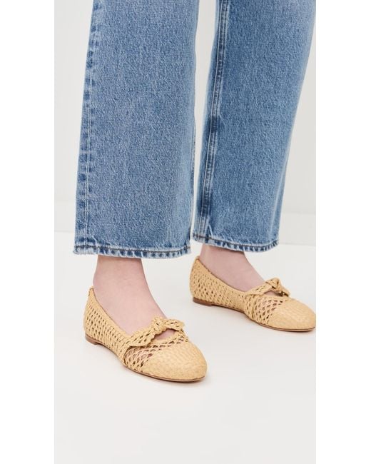 Alexandre Birman Clarita Raffia Ballerina Flats in White | Lyst