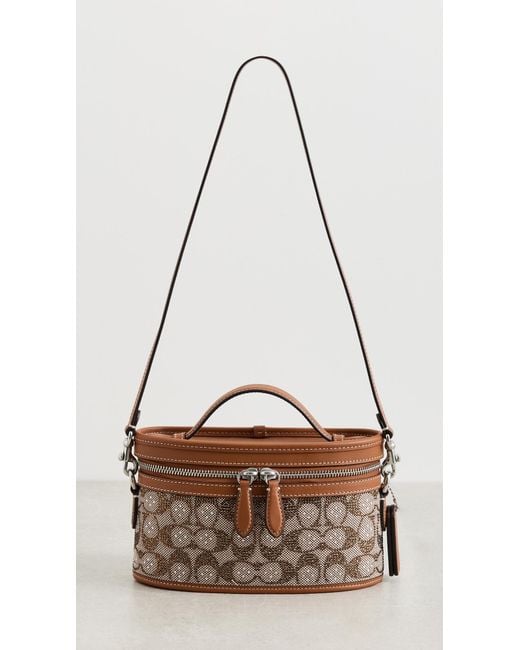 COACH Crystal Signature Jacquard Trail Bag in Brown | Lyst
