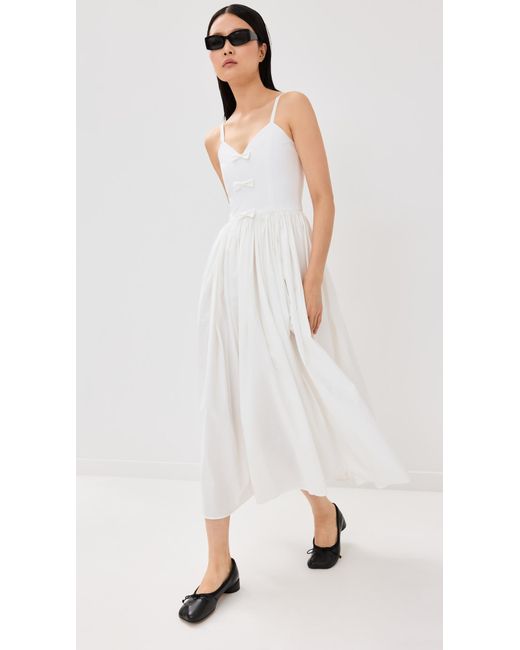 Tanner Fletcher Betty Bow Midi Dress in White | Lyst