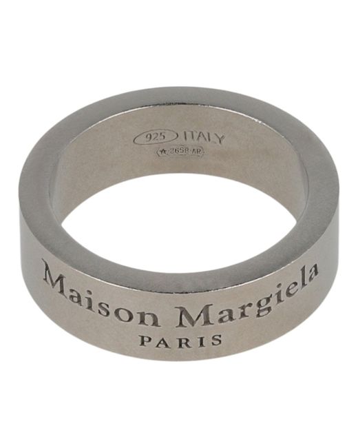 Maison Margiela Wide Logo Ring in Gray | Lyst