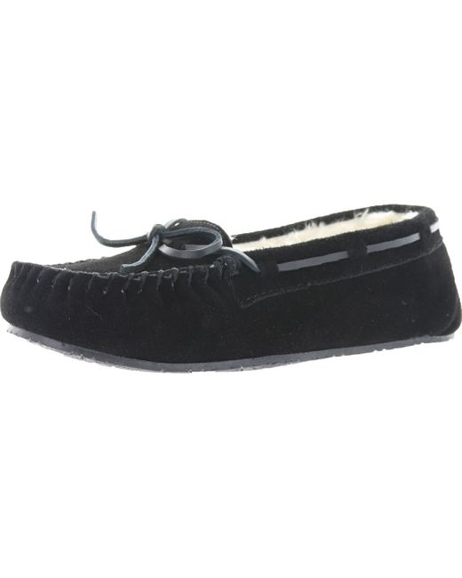 Minnetonka Lodge Trapper Suede Moccasins in Black | Lyst