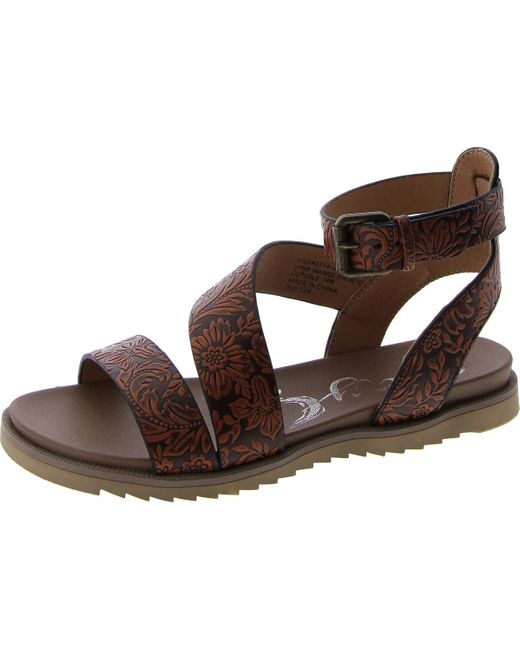 Very G Belinda Floral Print Made Ankle Strap in Brown | Lyst