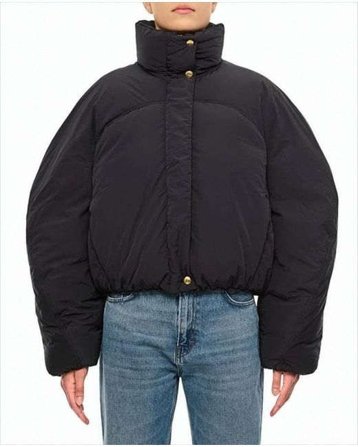 Jacquemus Cropped Puffer Jacket With Oversized Sleeves in Black | Lyst