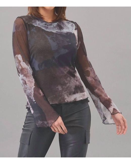 Lola & Sophie Full Moon Mesh Top in Gray | Lyst