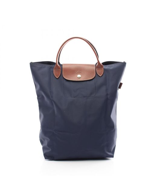 Longchamp Le Pliage Original M Tote Bag Fabric Leather in Blue | Lyst