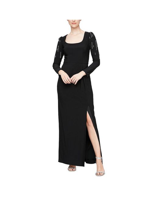 Alex & Eve Full Length Embellished Maxi Dress in Black | Lyst
