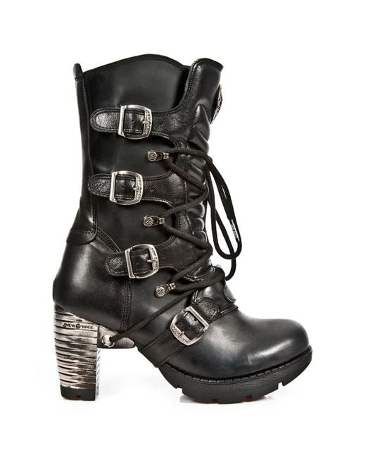 New Rock Tr003-S1 Platform Heel Rock Punk Boots Goth in Black | Lyst