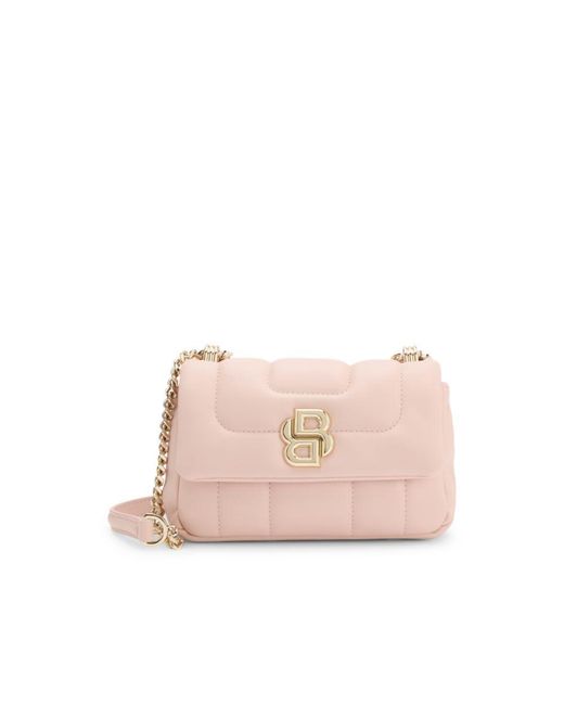 BOSS Quilted Shoulder Bag With Double B Monogram Trim in Pink | Lyst