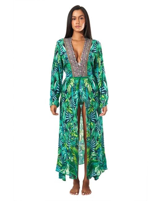 La Moda Clothing Petra Wrap 2 Way Sleeve Maxi Dress in Green | Lyst