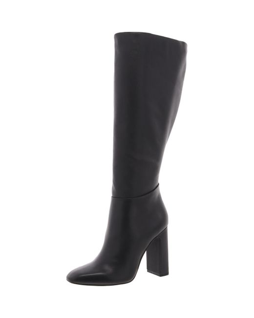 Steve Madden Faux Leather Toe Cap Knee-High Boots in Black | Lyst
