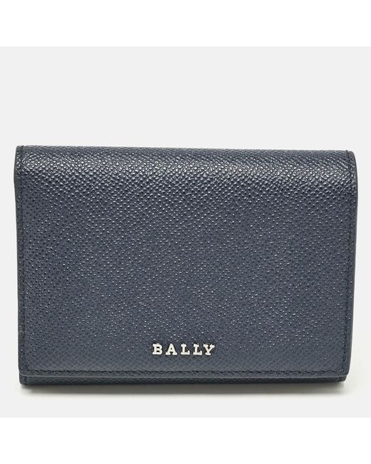 Bally Leather Logo Trifold Wallet in Blue | Lyst