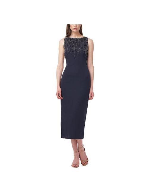 JS Collections Beaded Boat Neck Midi Dress in Blue | Lyst JS Collections Beaded Boat Neck Midi Dress in Blue | Lyst