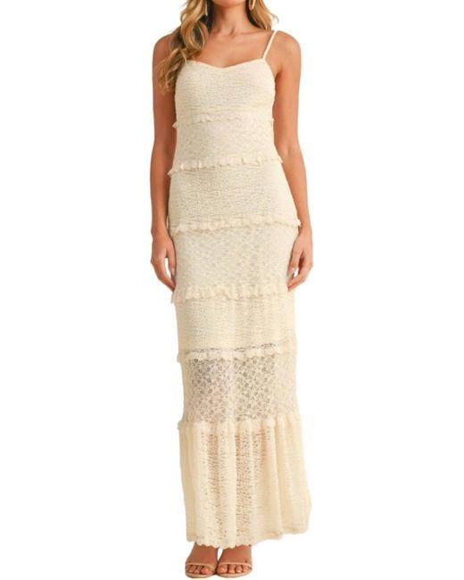 Klesis Tiered Ruffled Lace Maxi Dress With Partial Lining in Natural | Lyst