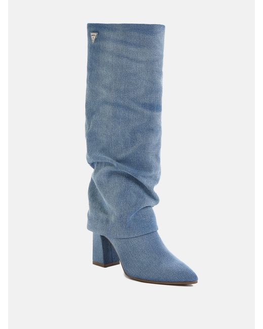 Guess Gibsons Denim Boots in Blue | Lyst