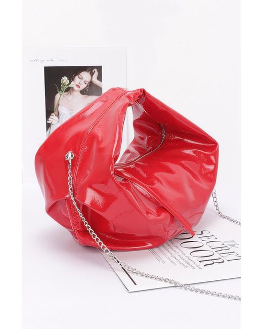 Fashnzfab Patent Leather Hobo Bag in Red | Lyst