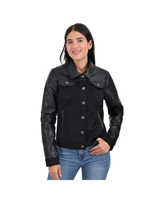 Wrangler Dual Texture Trucker Jacket in Black | Lyst