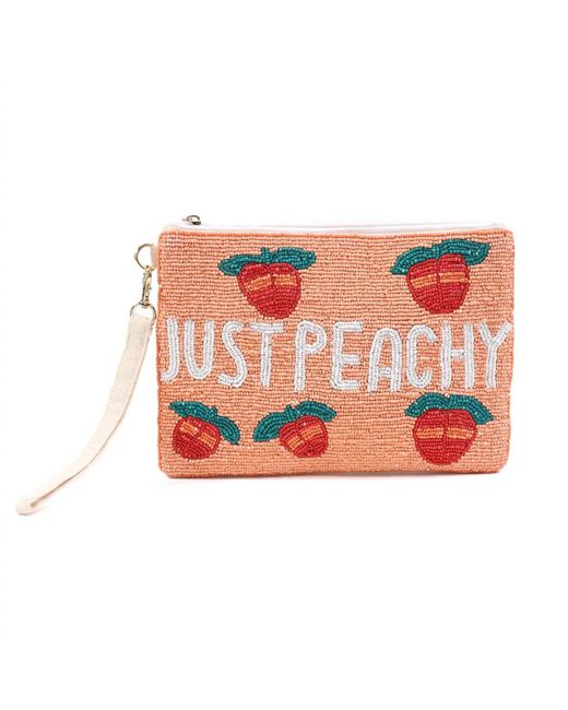 Jen & Co. Odette Beaded Print Zip Top Clutch in Pink | Lyst